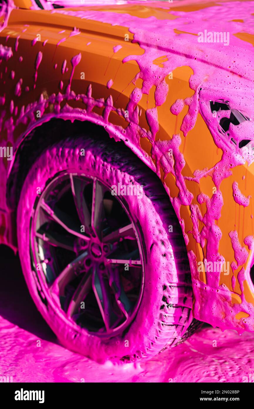 Pink foam on car hi-res stock photography and images - Alamy