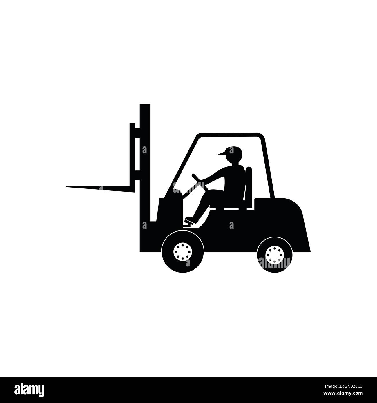 Forklift delivery truck vector icon, black isolated on white Stock ...