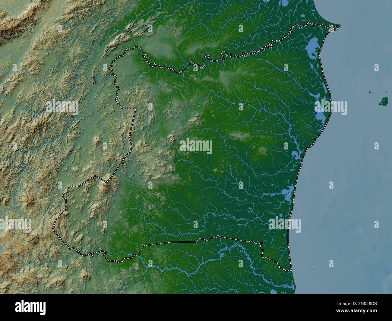 Atlantico Norte, autonomous region of Nicaragua. Colored elevation map ...