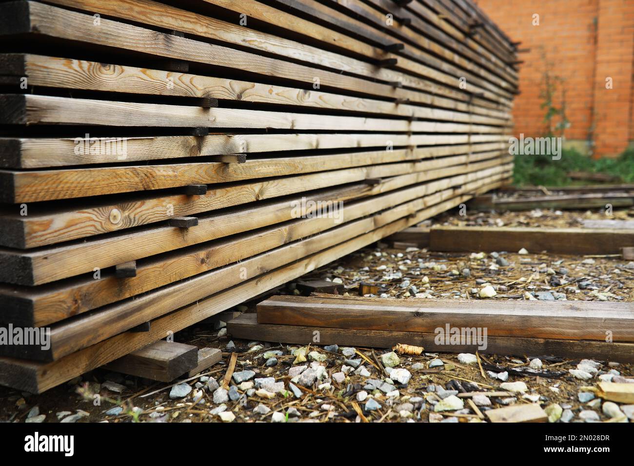 Outdoor lumber storage for the timber industry. Wood processing for ...