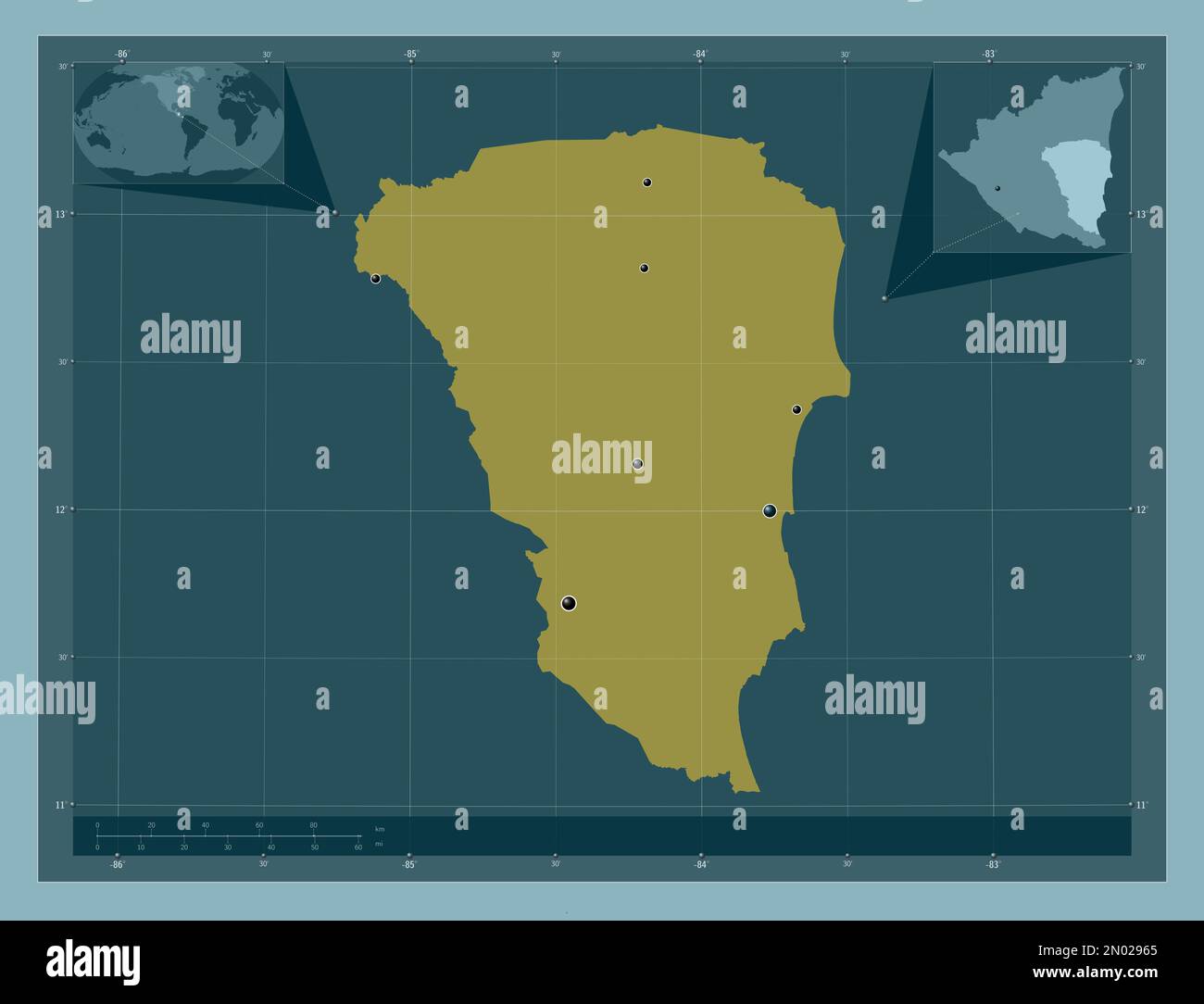 Atlantico Sur, autonomous region of Nicaragua. Solid color shape ...