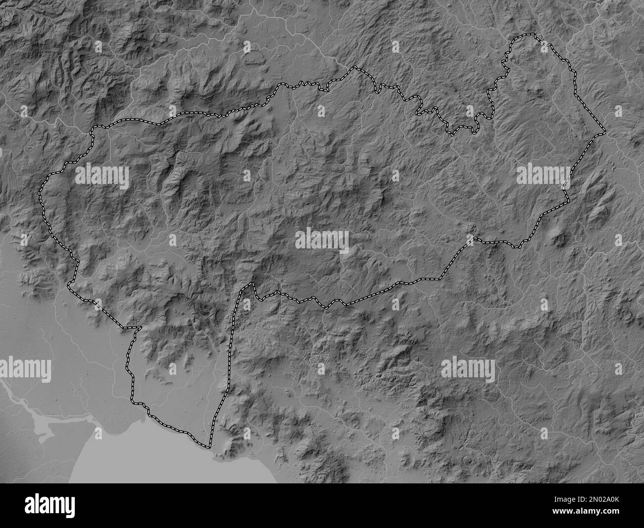 Boaco, department of Nicaragua. Grayscale elevation map with lakes and ...