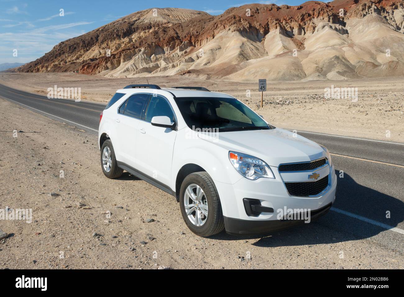 2015 white chevrolet equinox on road salt pan Badwater Basin National ...