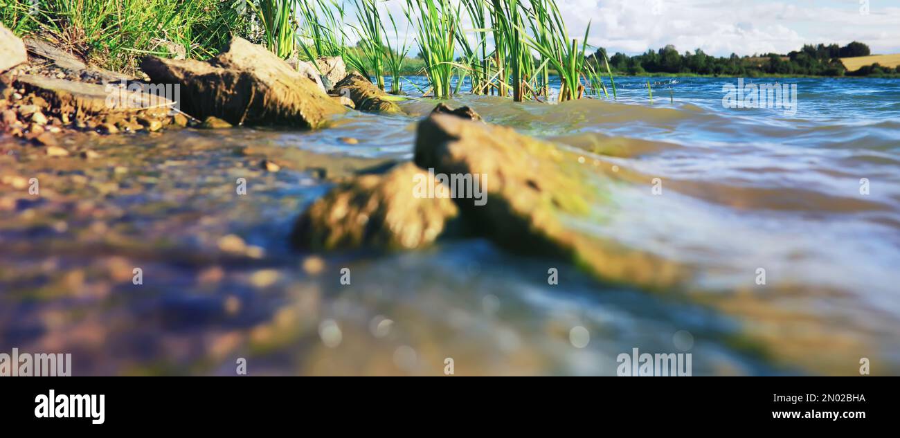 Water surface. The texture of the water. Waves on the lake windy ...