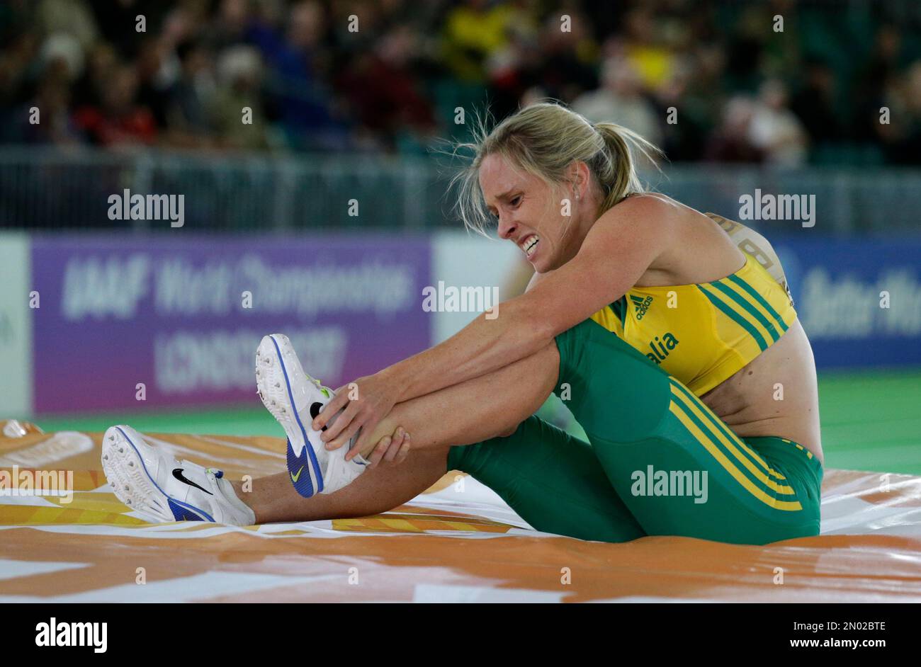 Australia's Alana Boyd holds her ankle after being injured during ...