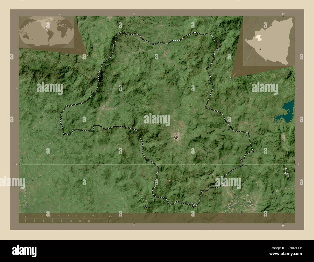 Esteli, department of Nicaragua. High resolution satellite map. Corner ...