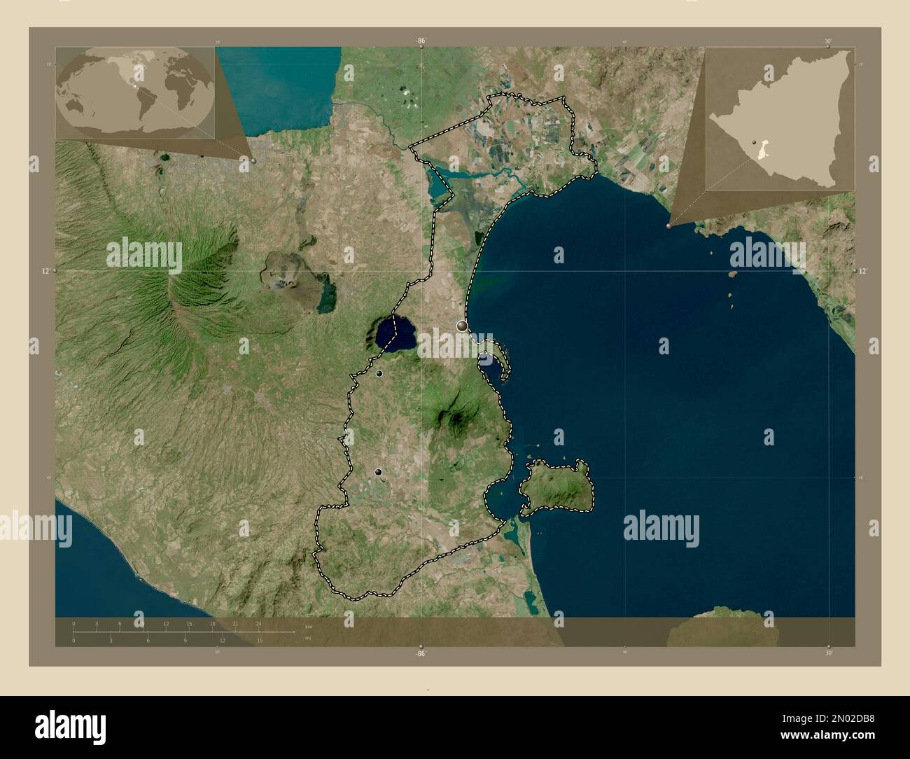 Granada, department of Nicaragua. High resolution satellite map ...