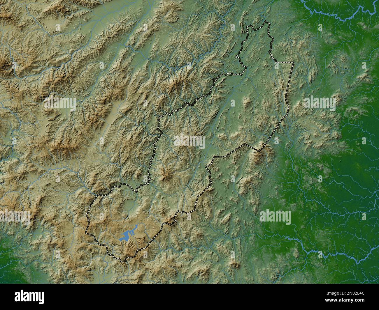 Jinotega, department of Nicaragua. Colored elevation map with lakes and ...