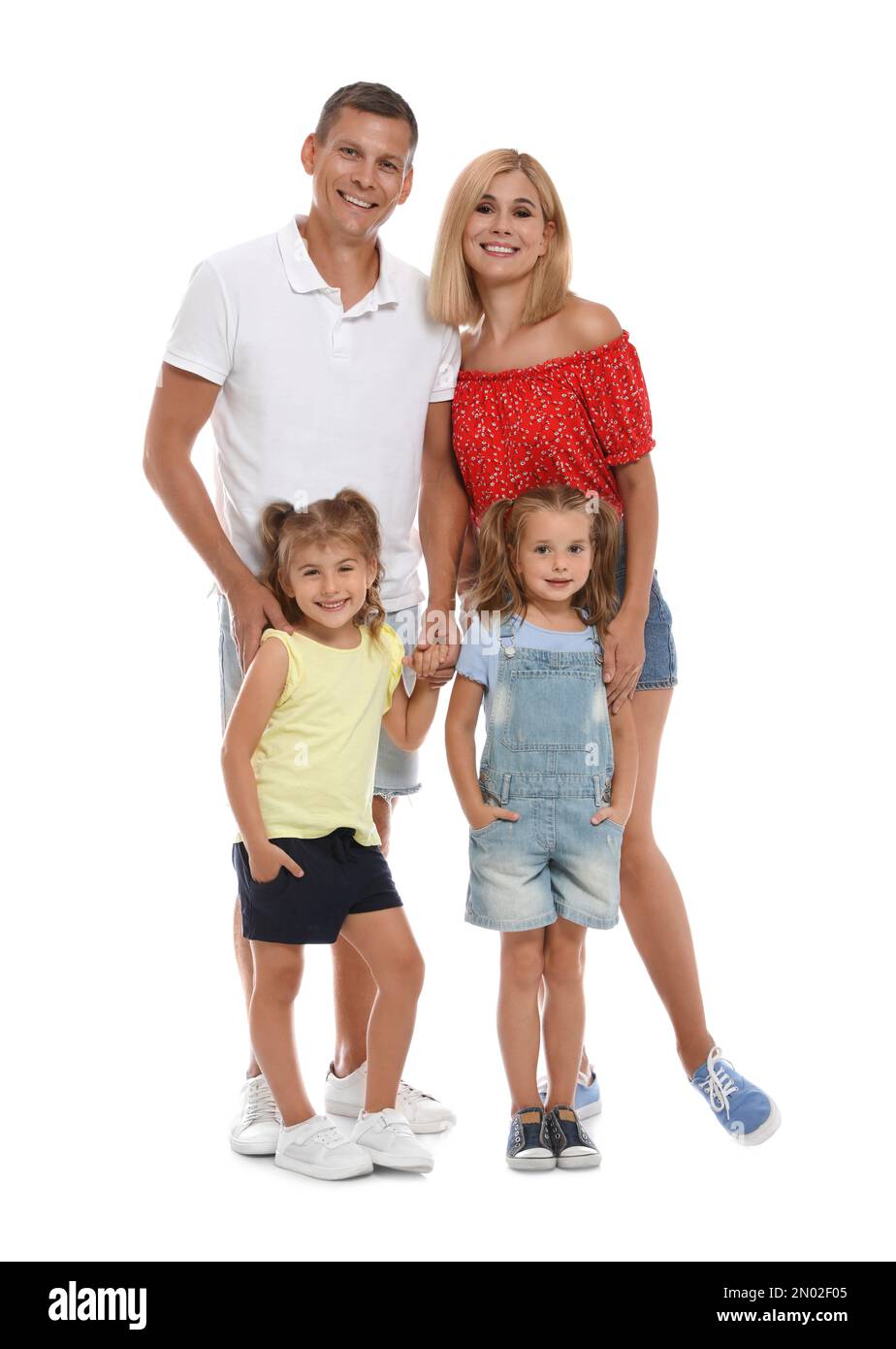 Happy family with children on white background Stock Photo - Alamy