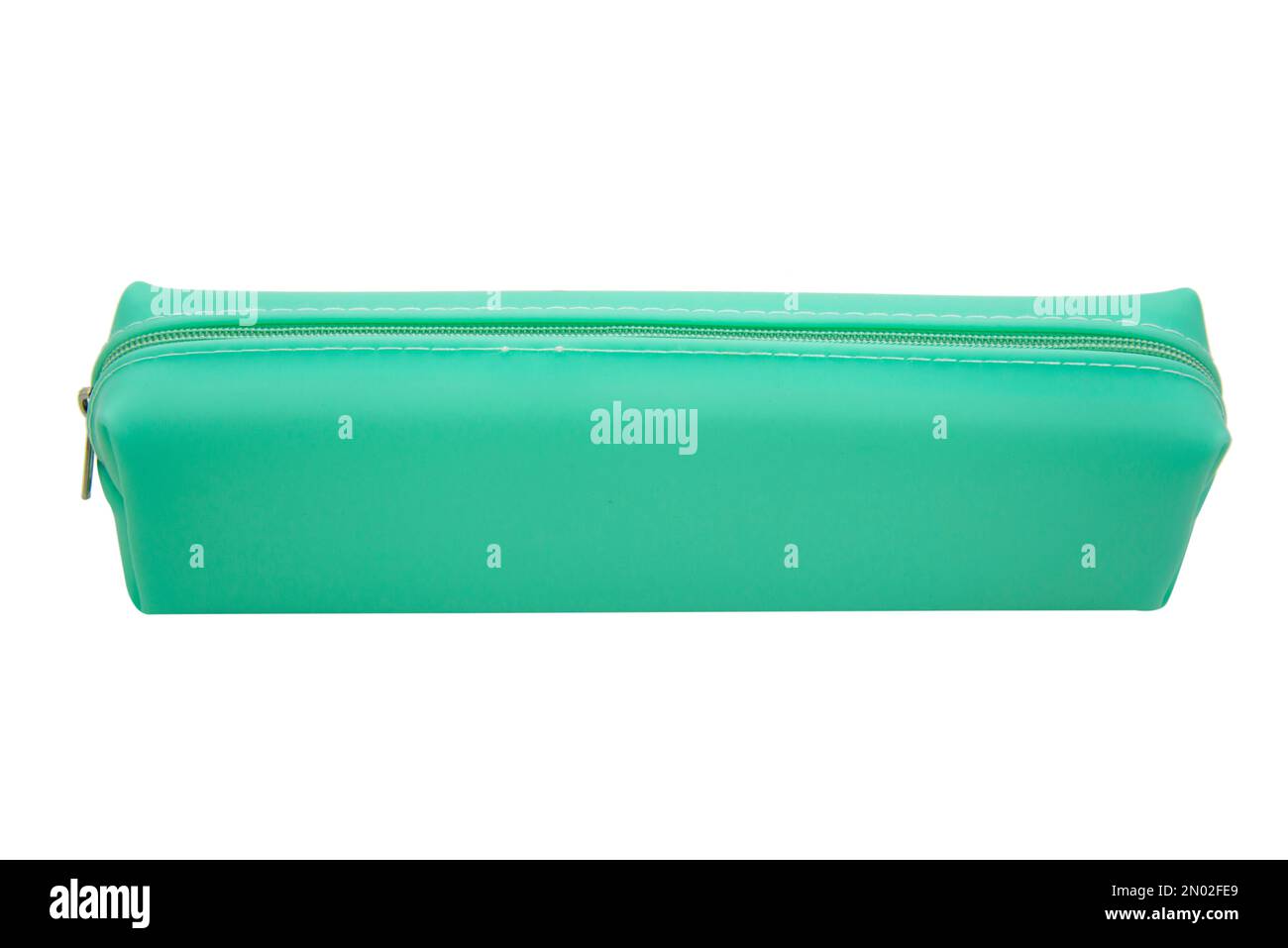 Green pencil pen case container isolated on the white background Stock ...