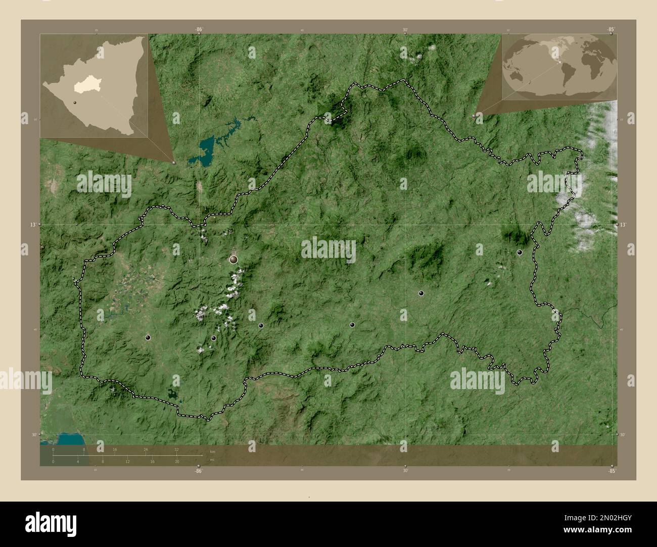 Matagalpa, department of Nicaragua. High resolution satellite map ...