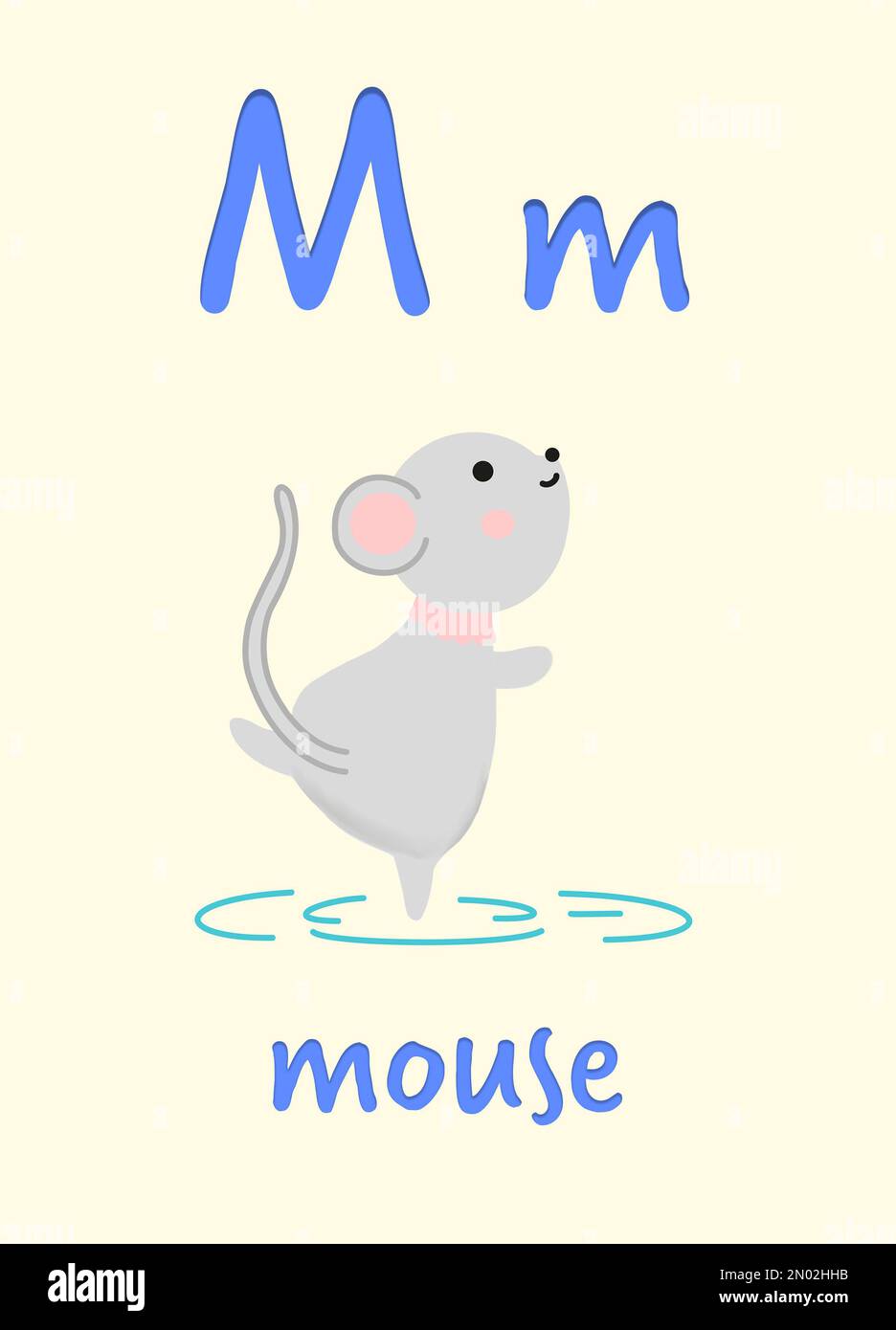 Learning English alphabet. Card with letter M and mouse, illustration ...