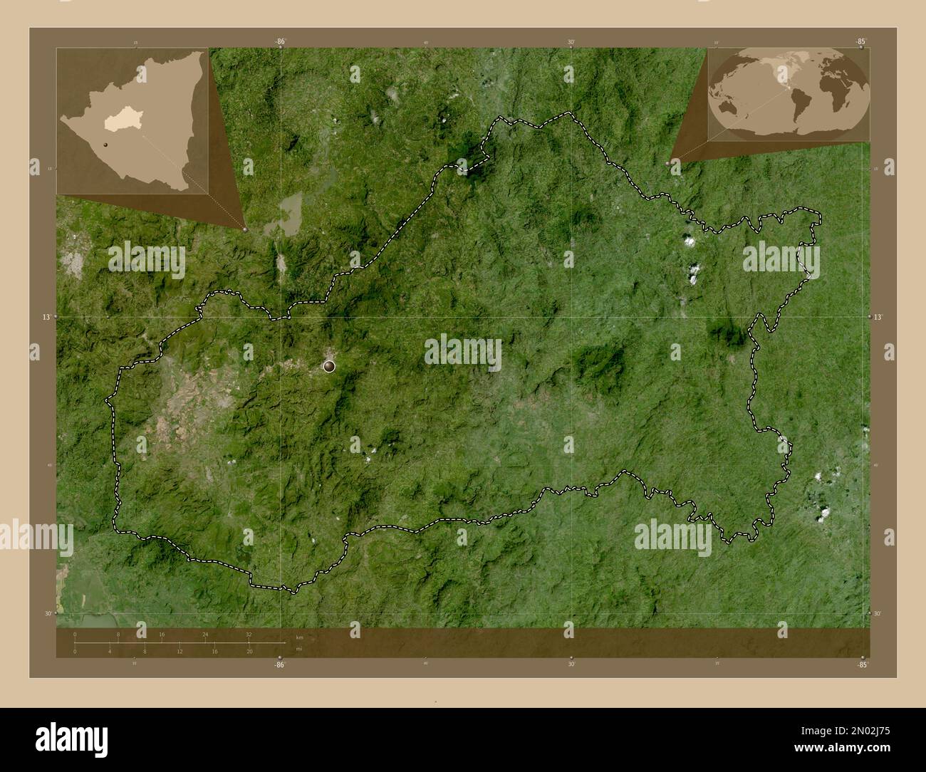 Matagalpa, department of Nicaragua. Low resolution satellite map ...