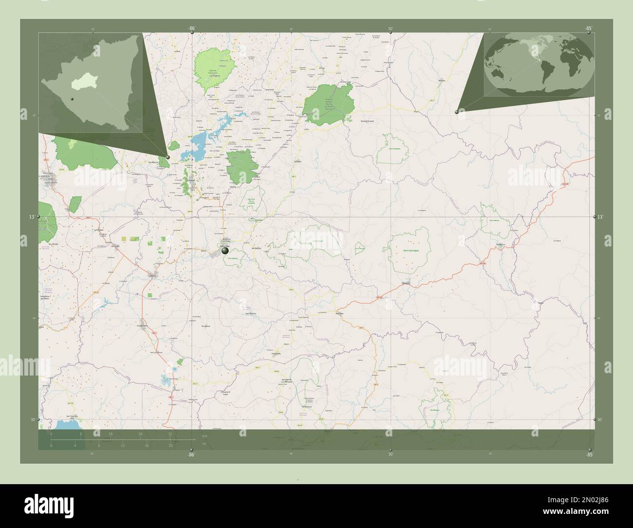 Matagalpa, department of Nicaragua. Open Street Map. Corner auxiliary ...