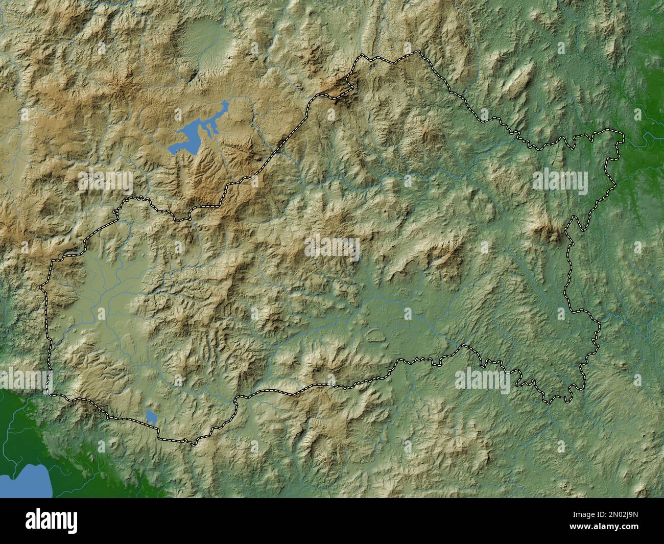 Matagalpa, department of Nicaragua. Colored elevation map with lakes ...