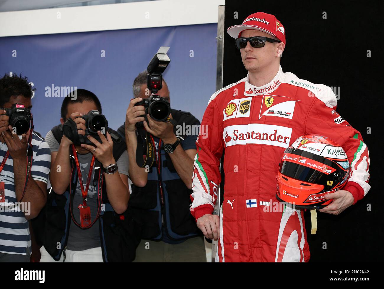 Ferrari driver Kimi Raikkonen of Finland poses for a picture during the ...
