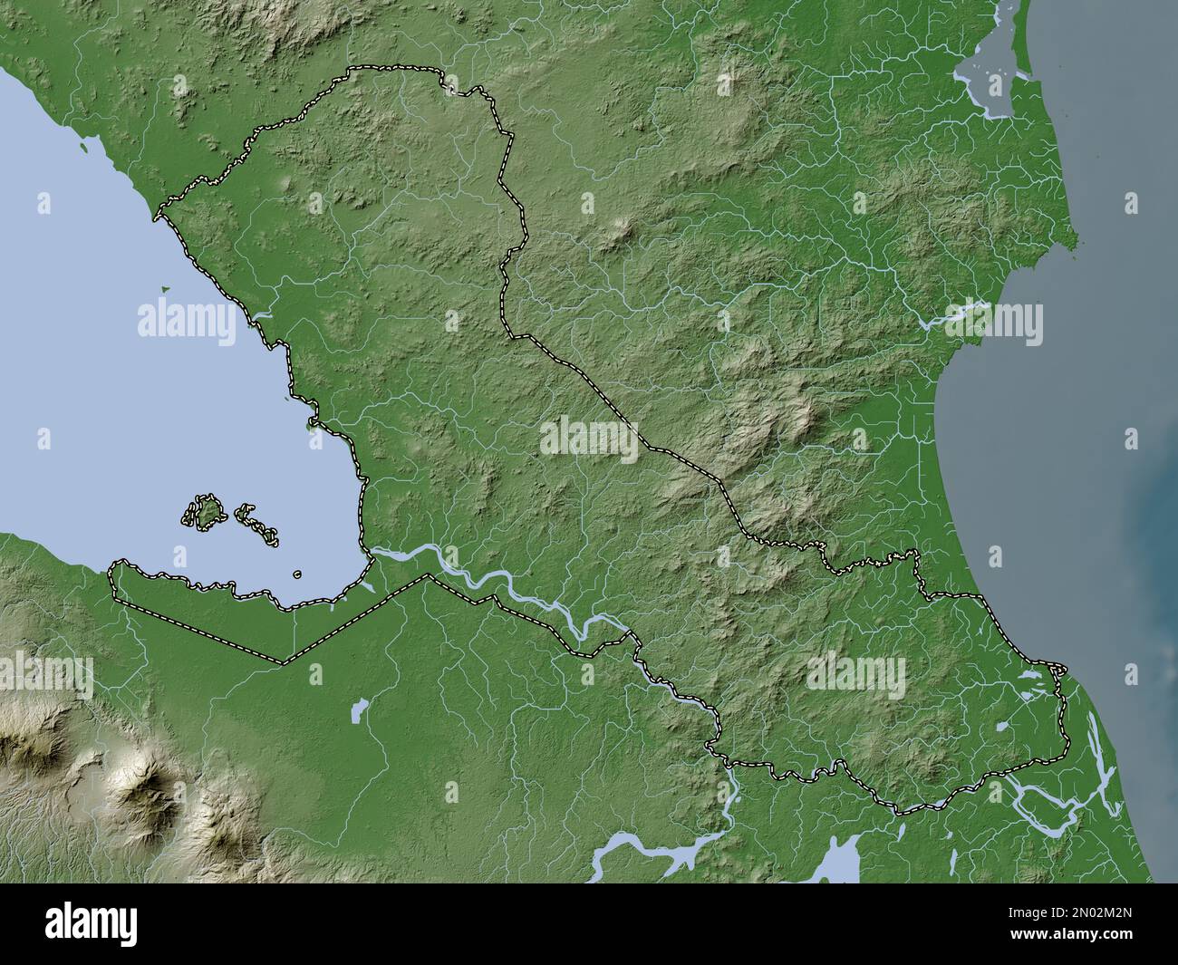 Rio San Juan, department of Nicaragua. Elevation map colored in wiki ...