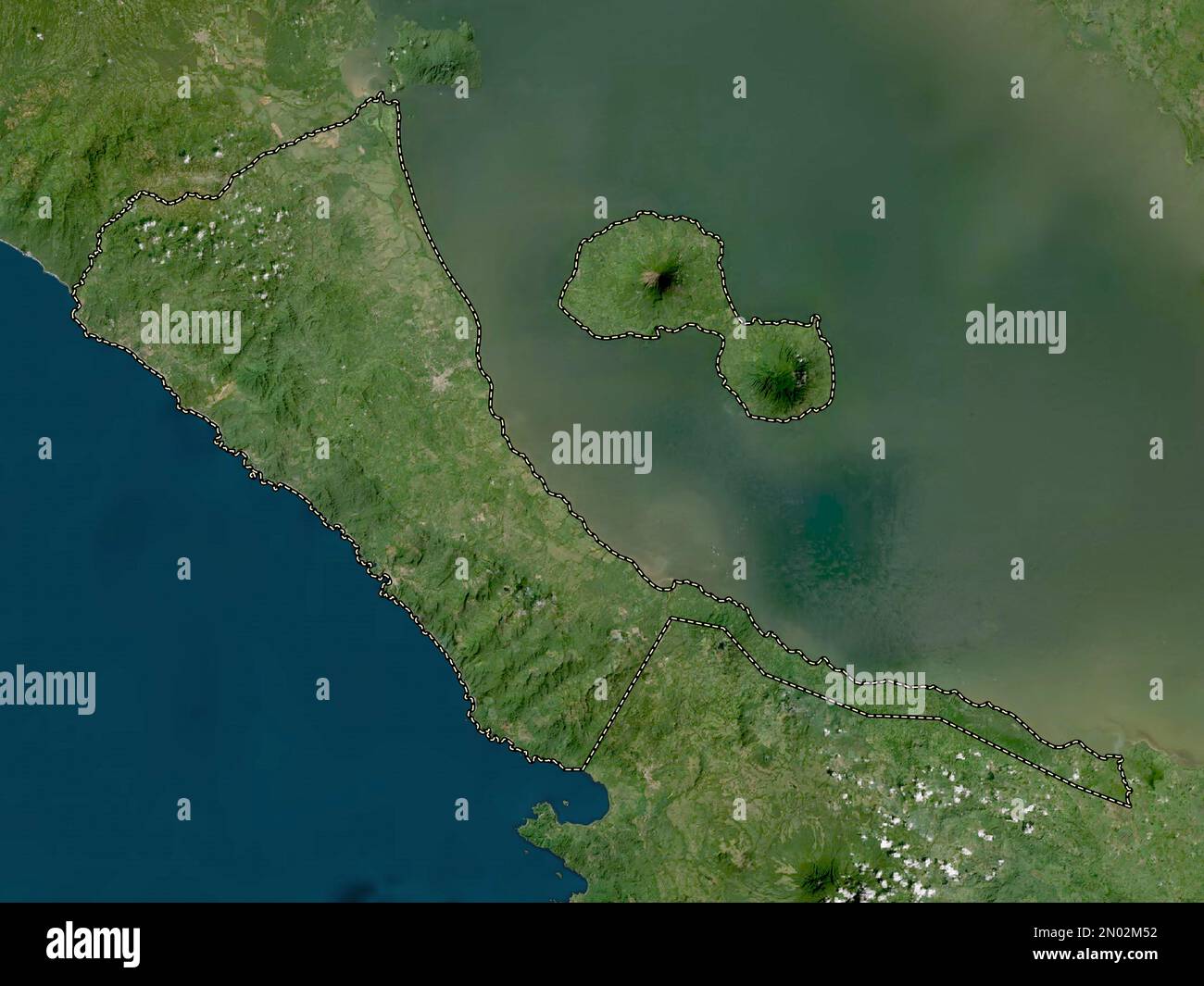 Rivas, department of Nicaragua. Low resolution satellite map Stock ...