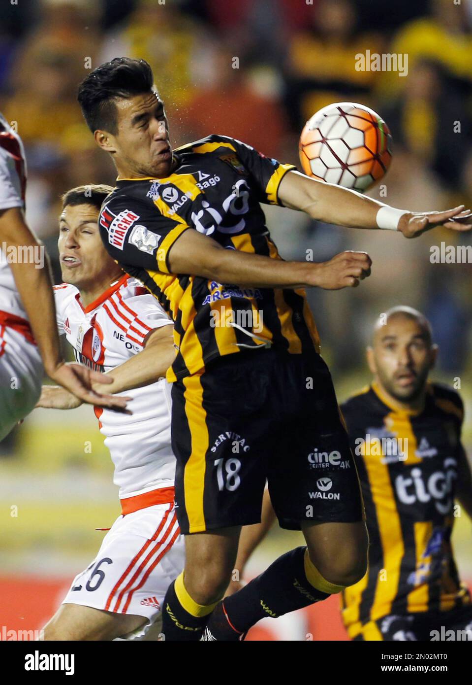 Rodrigo Ramallo of Bolivia's The Strongest, center, and Ignacio ...