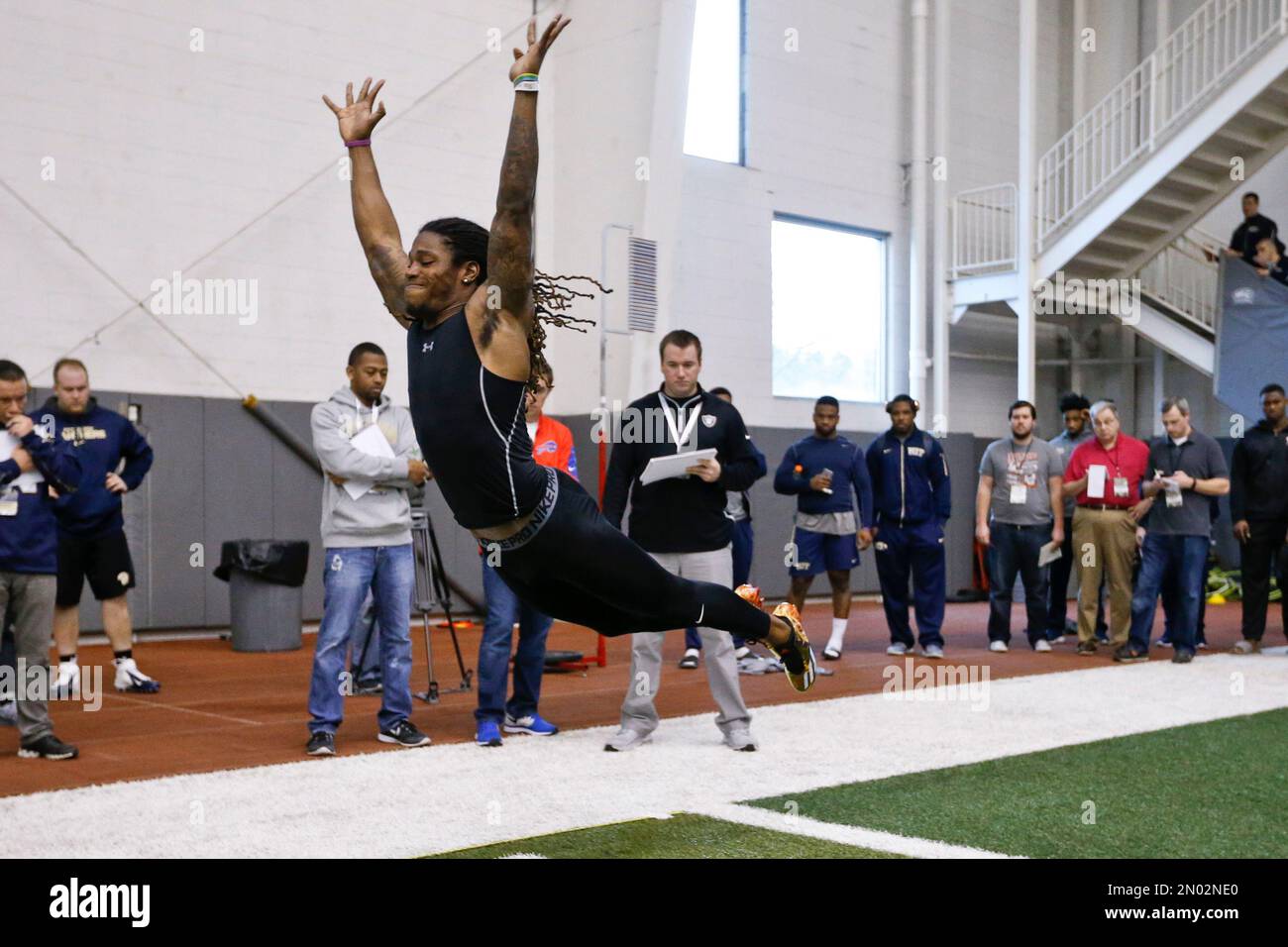 Defensive back Lafayette Pitts goes through drills and tests for NFL ...