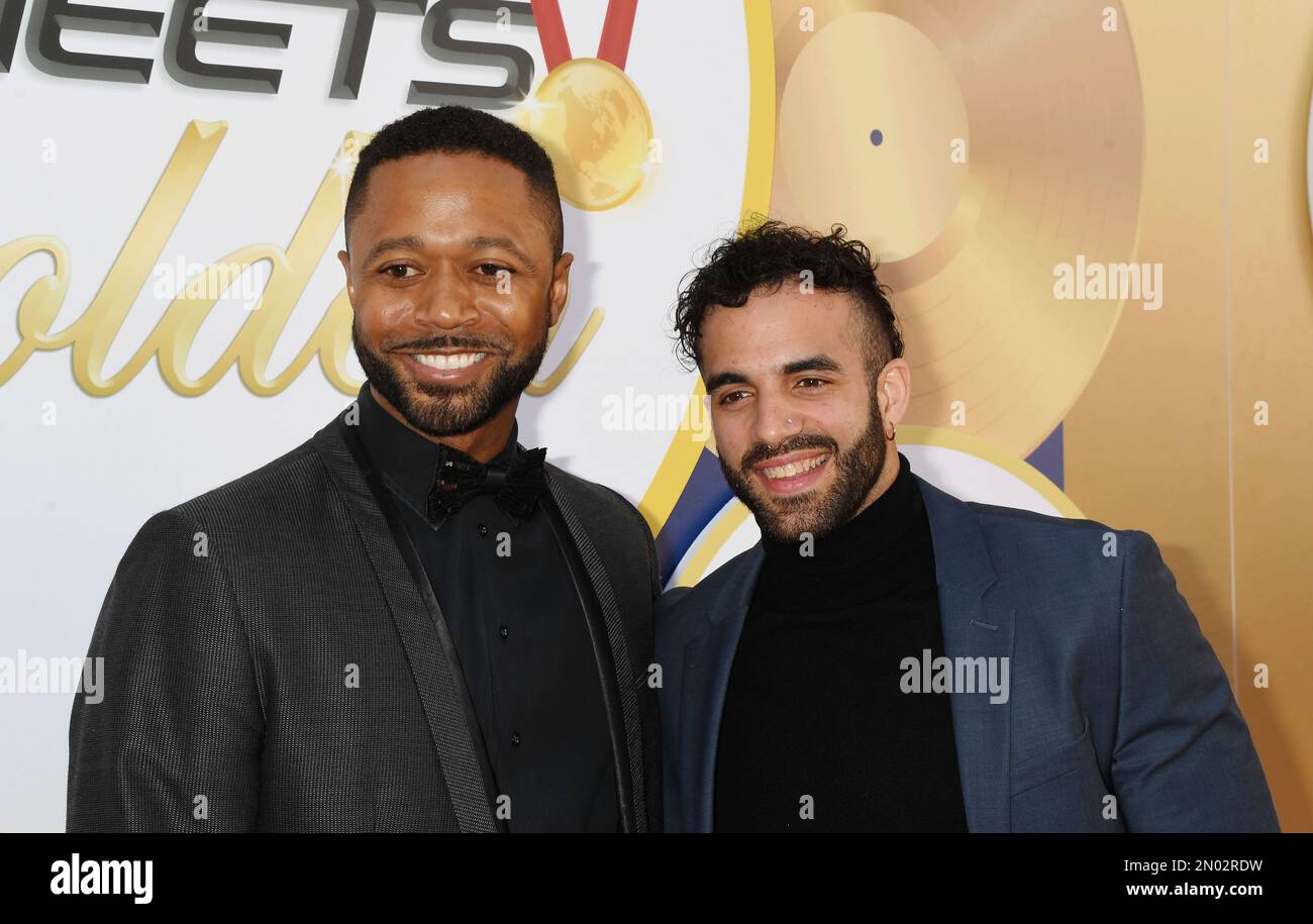 BEVERLY HILLS, CALIFORNIA - FEBRUARY 04: Tommy Hobson and Danell Leyva ...