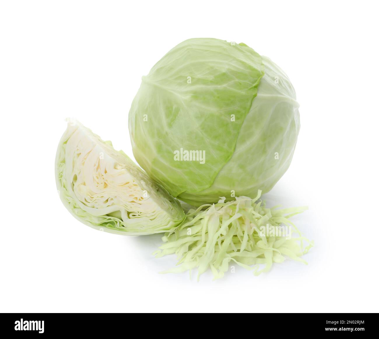 Whole and cut fresh ripe cabbages on white background Stock Photo - Alamy