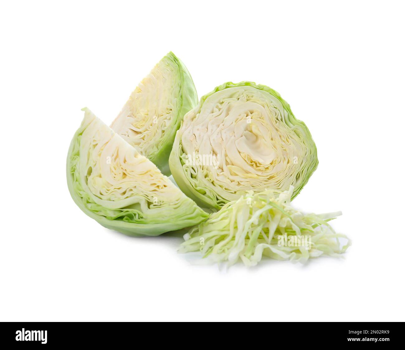 Cut fresh ripe cabbage on white background Stock Photo - Alamy