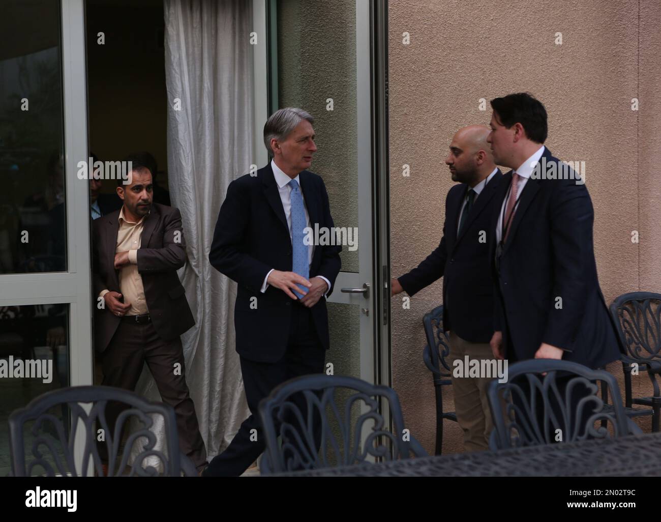 British Foreign Secretary Philip Hammond arrives for a press conference at the British embassy ...