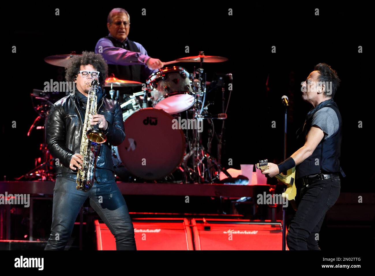 Bruce Springsteen, right, performs with Jake Clemons, left, and Max ...