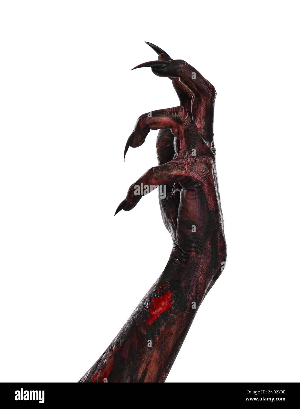 Scary monster on white background, closeup of hand. Halloween character ...