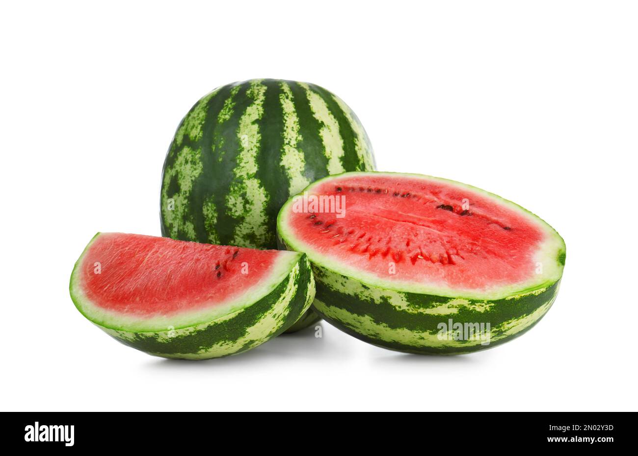 Delicious whole and cut watermelons isolated on white Stock Photo - Alamy