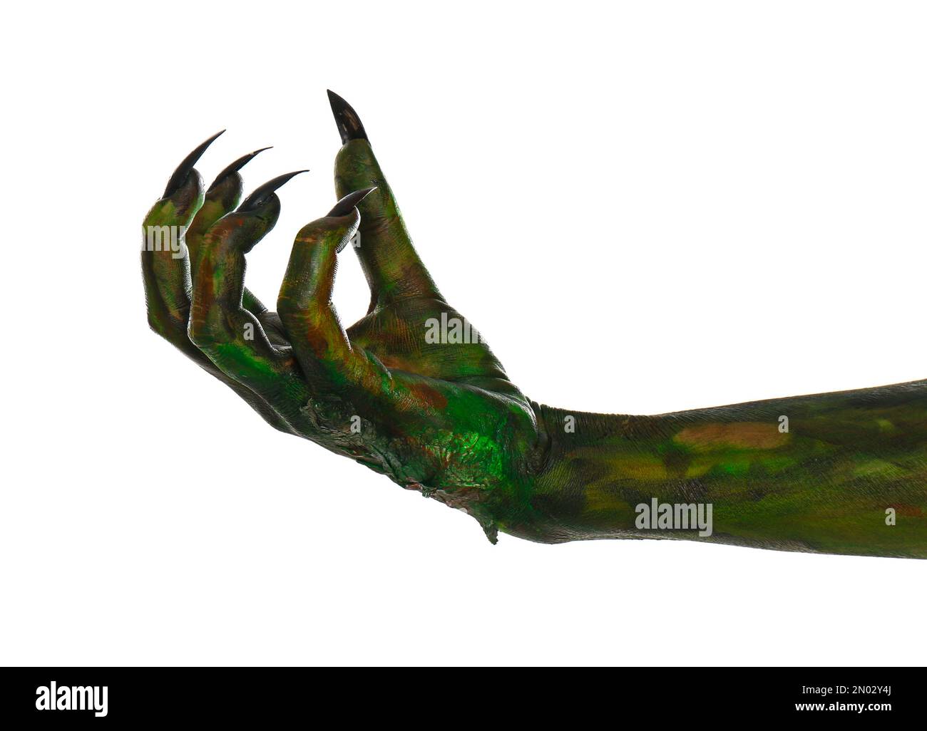 Scary monster on white background, closeup of hand. Halloween character ...