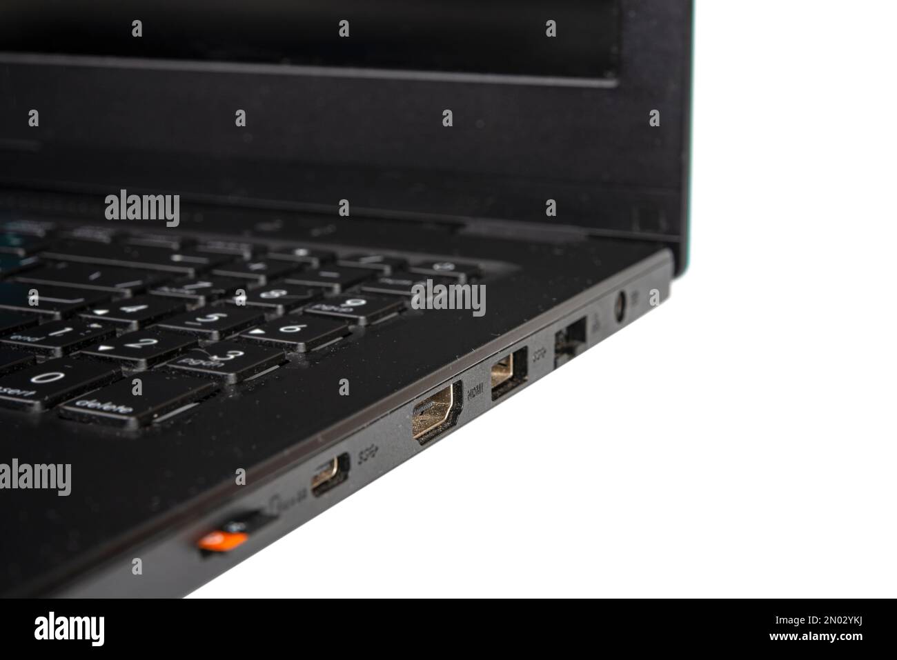 Laptop pc ports usb isolated device connection Stock Photo - Alamy