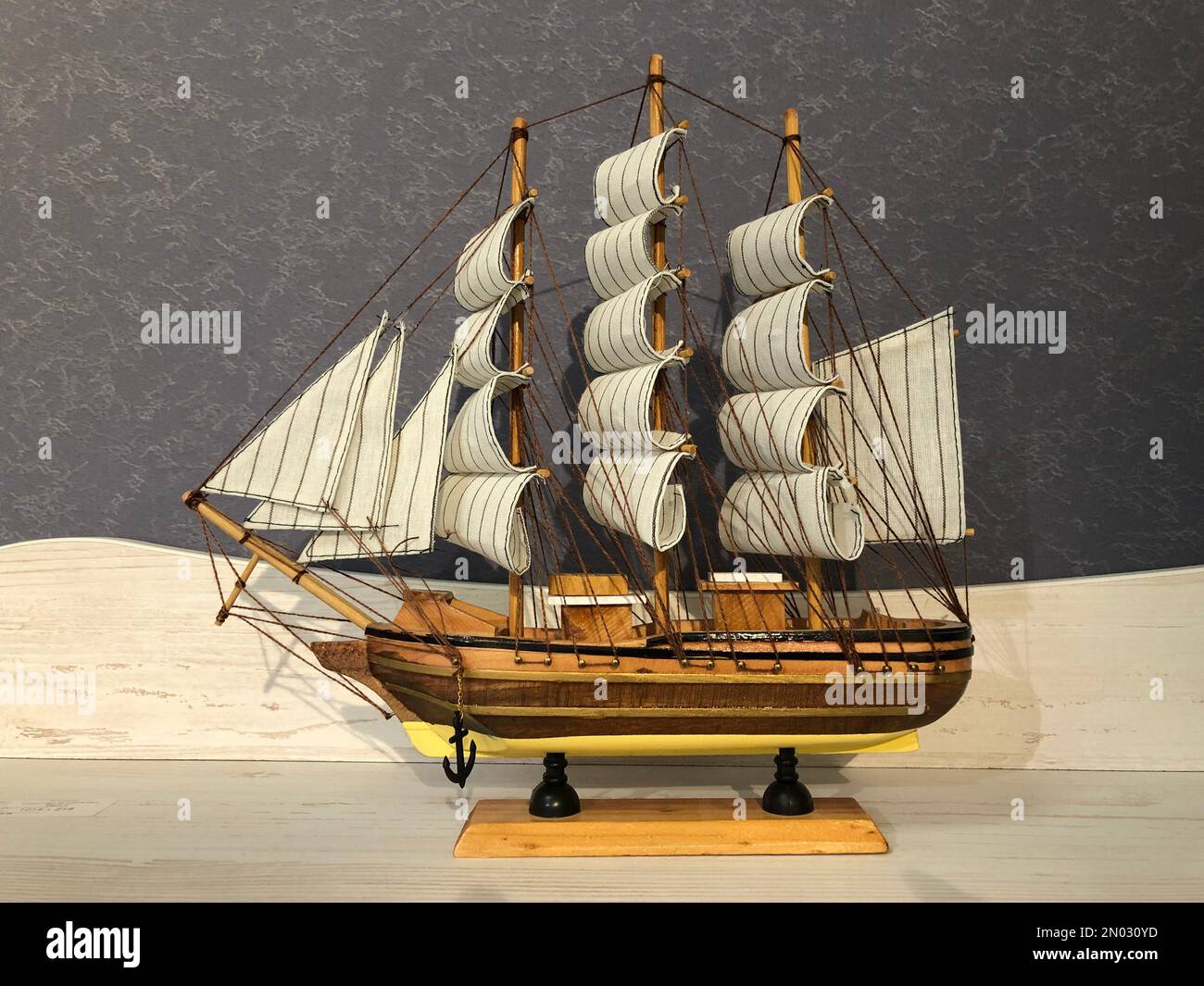Vintage Sailing ship wooden model still life Stock Photo - Alamy