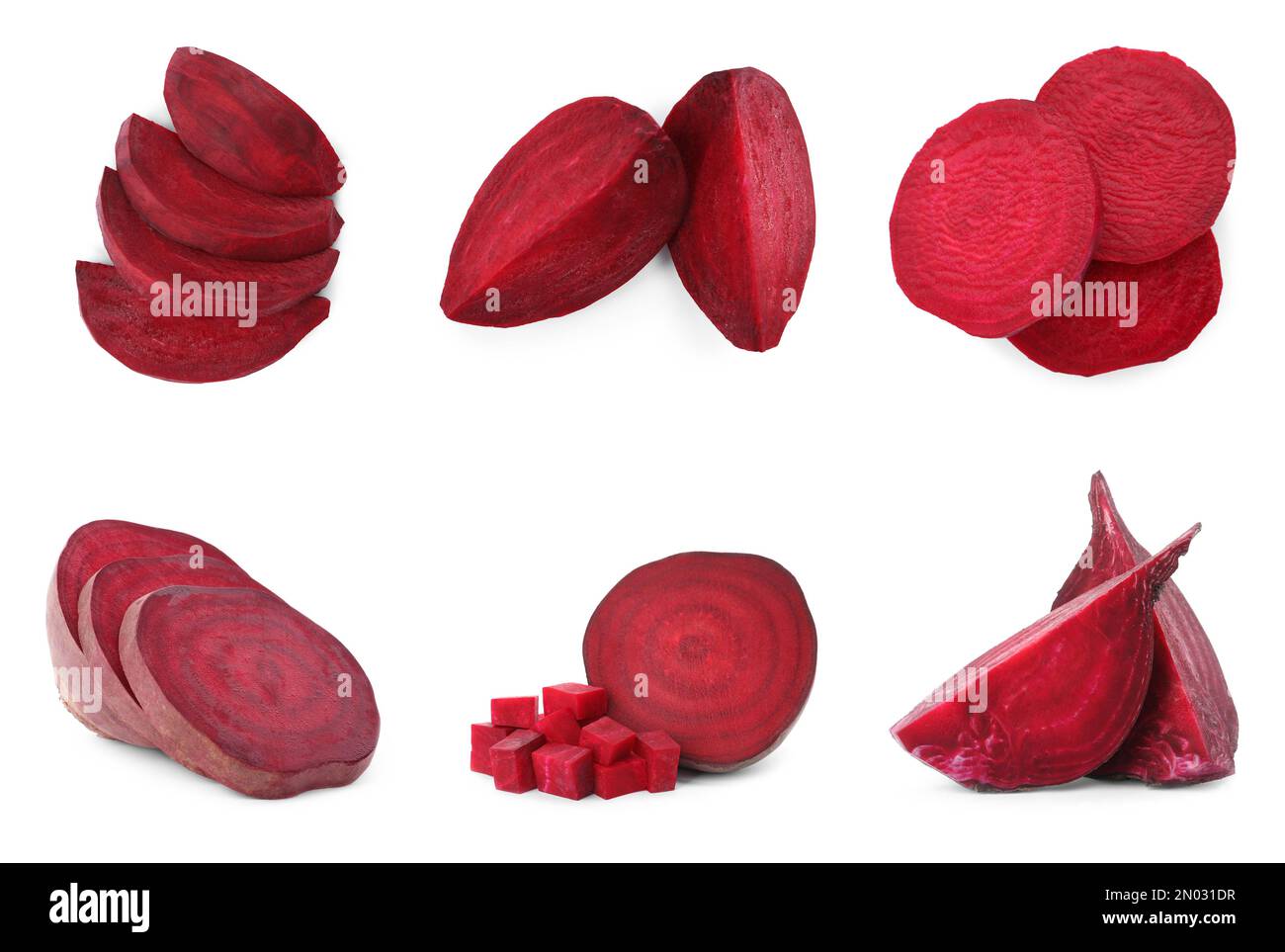 Set of cut fresh beets on white background Stock Photo - Alamy