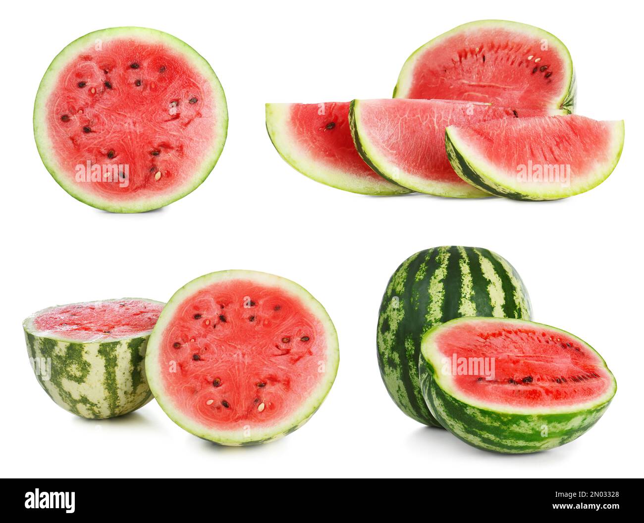 Set of fresh watermelons on white background Stock Photo - Alamy