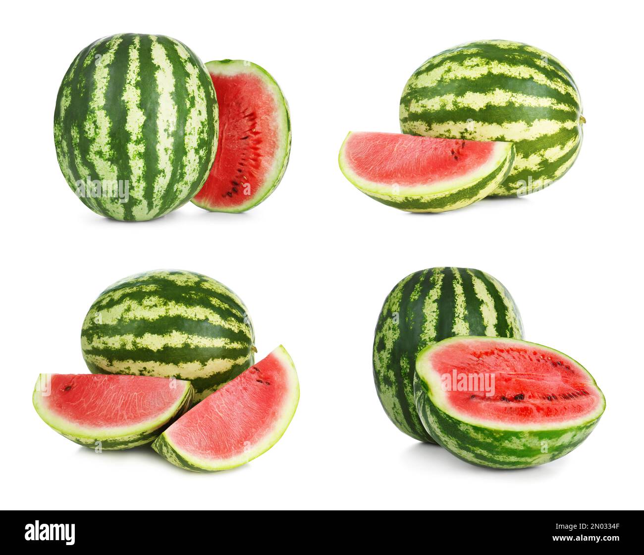 Set of fresh watermelons on white background Stock Photo - Alamy