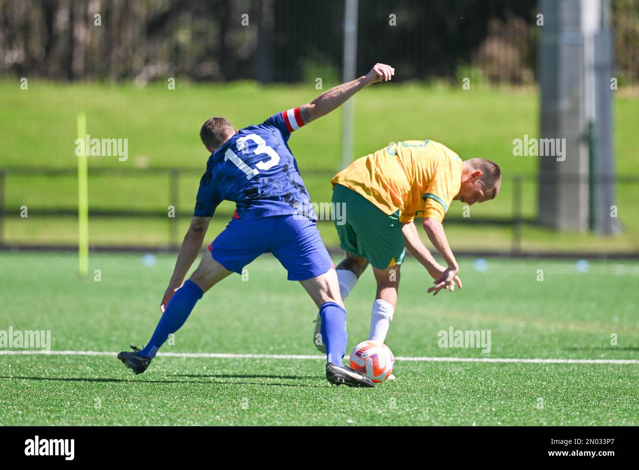 Joshua Brunais (L) of the US Men's Paralympic National Soccer Team and Ben Roche (R) of the ...