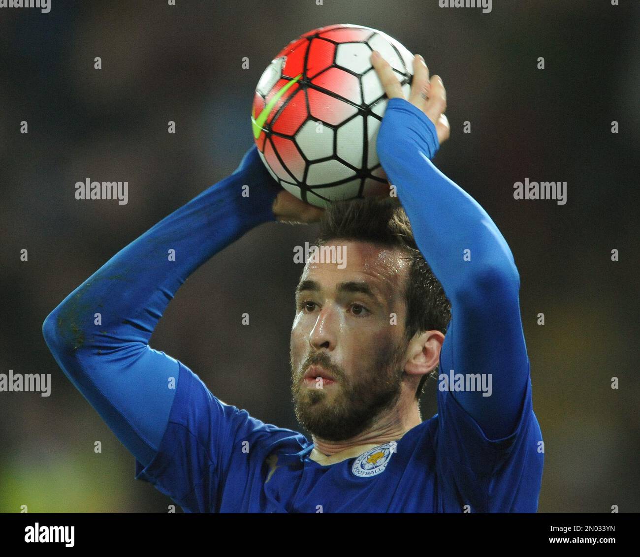 Leicester’s Christian Fuchs during the English Premier League soccer ...