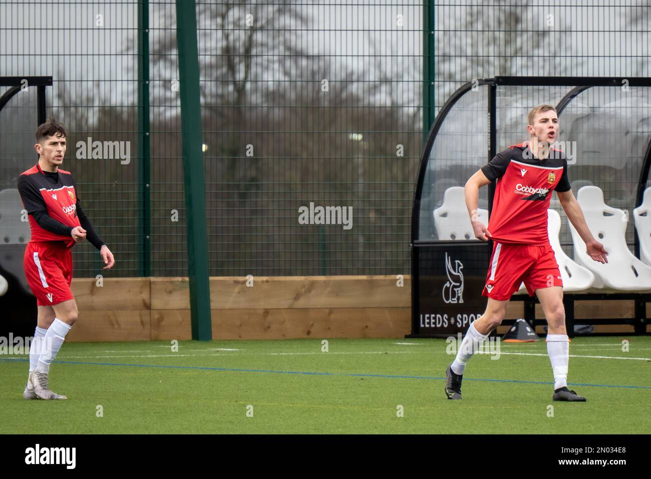 Leeds, UK. 4th February 2022. Footballers complain of shirt pulling and ...