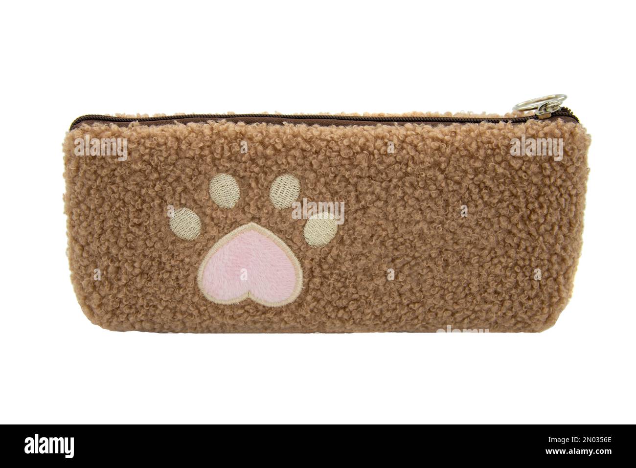 Fluffy pencil pen case container isolated on the white background Stock ...