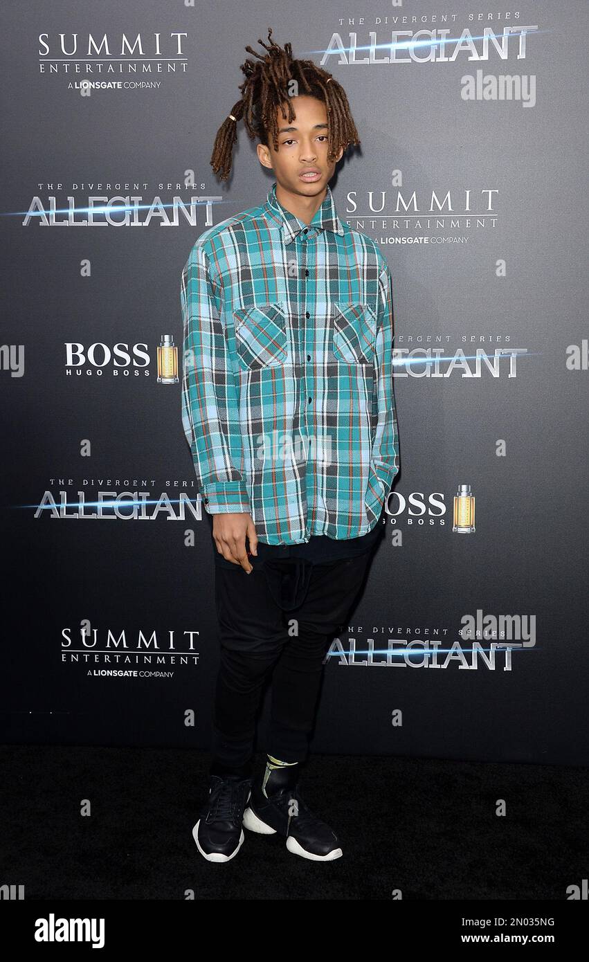 Actor Jaden Smith attends the premiere of "Allegiant" at AMC Lincoln ...
