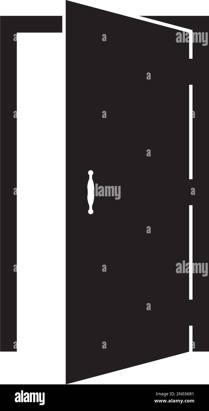 Door Icon in trendy flat style isolated on grey background. Open door ...