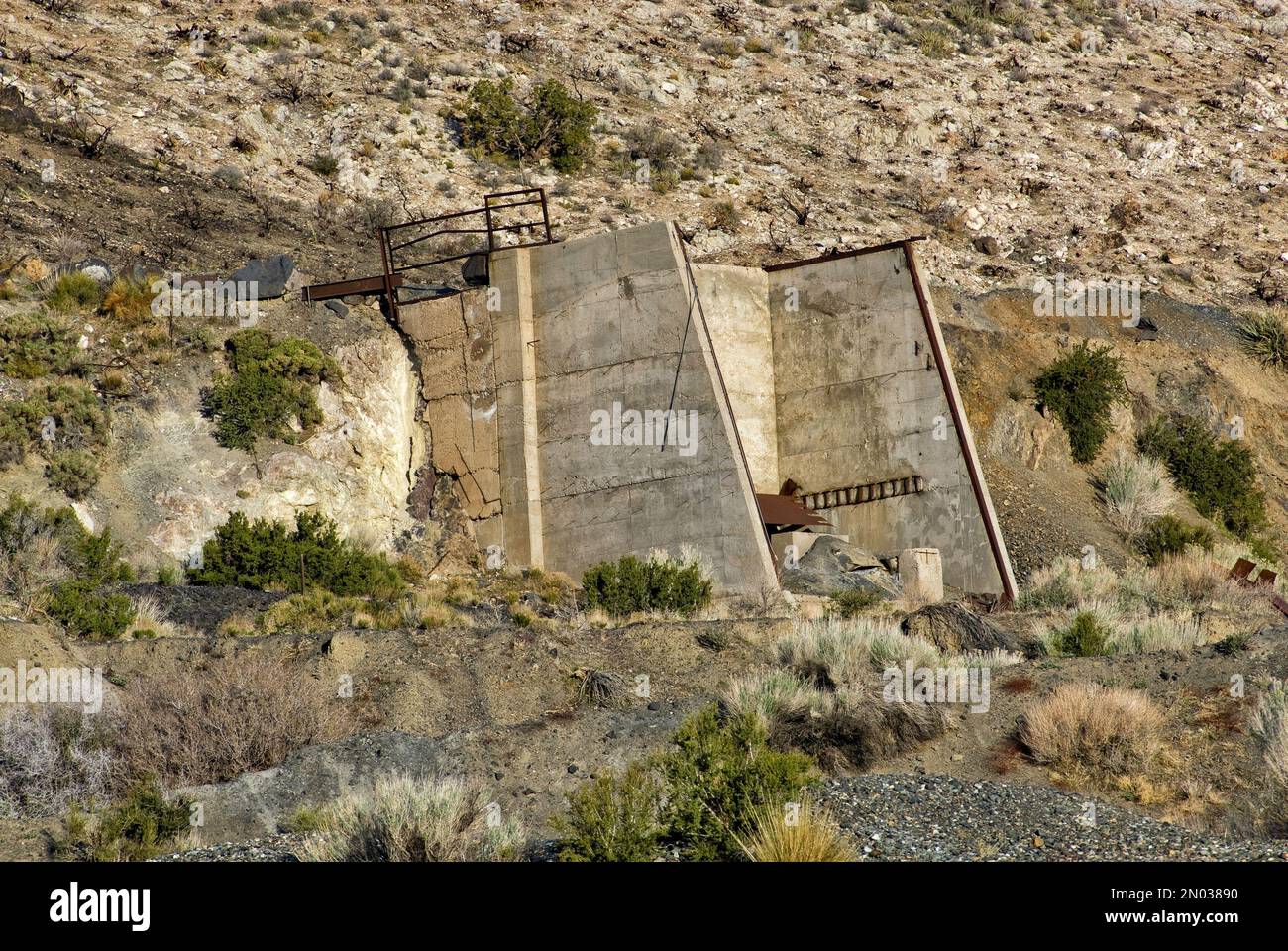 Mine ruins near Tecopa Pass in Kingston Range in Mojave Desert ...