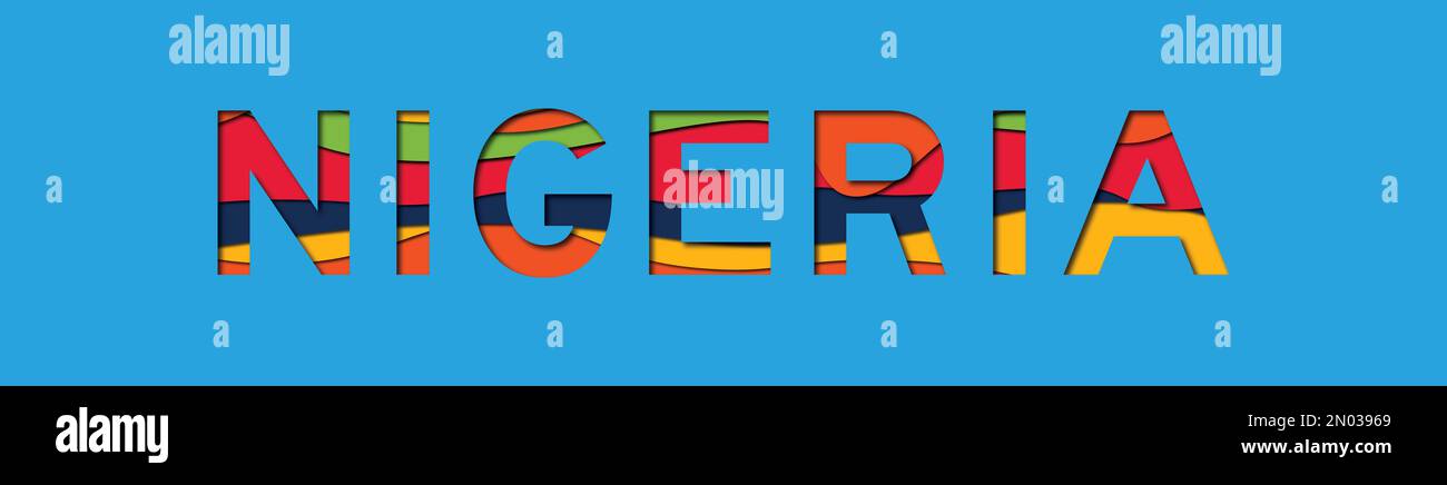 Letter with papercut style in word nigeria on blue background Stock ...