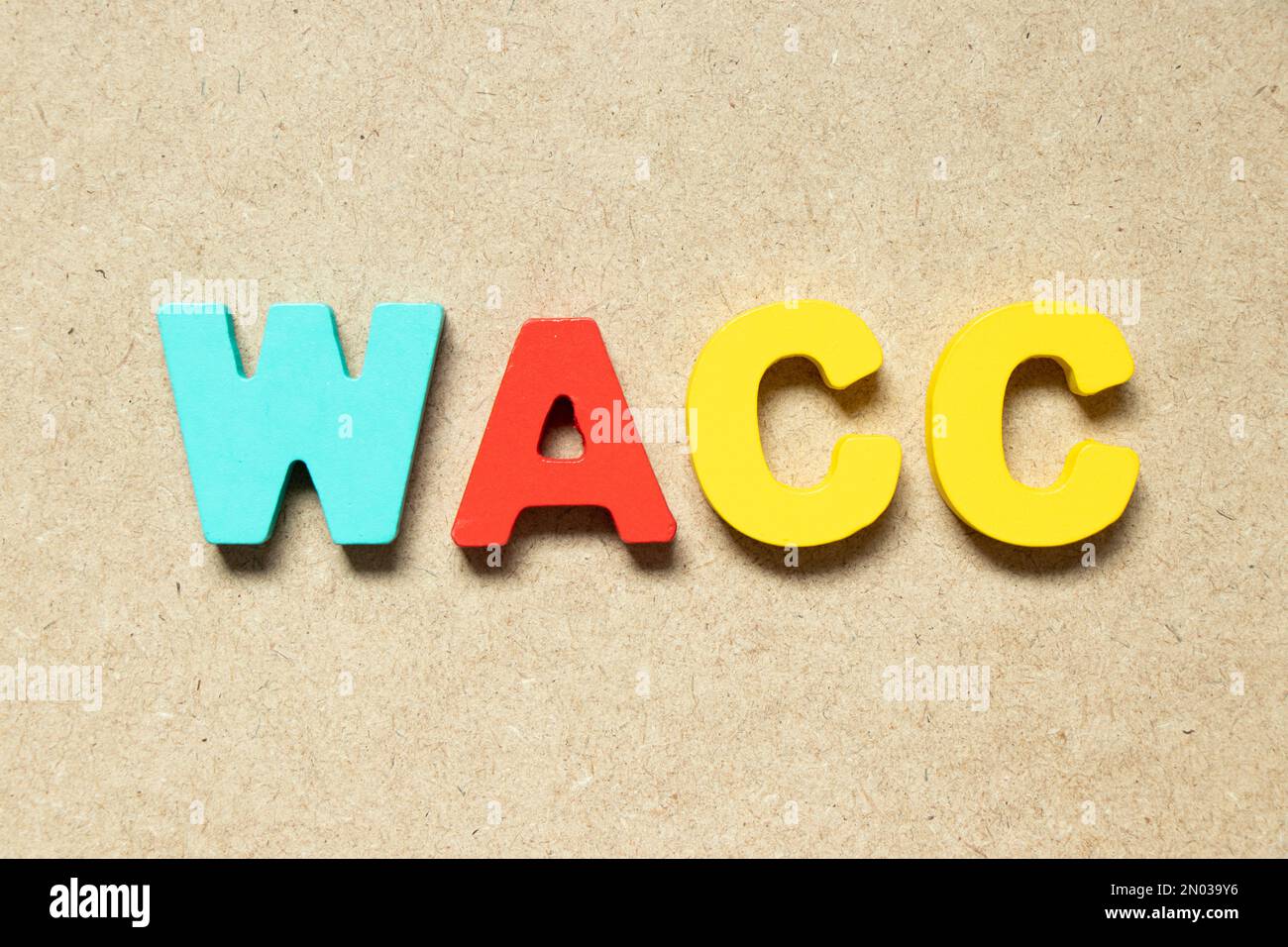 Color alphabet letter in word WACC (abbreviation of Weighted average ...