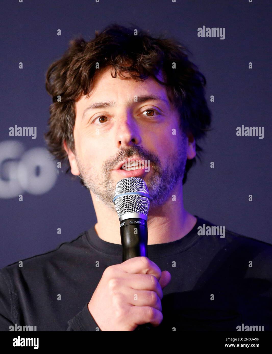 Google co-founder Sergey Brin speaks during a press conference after ...