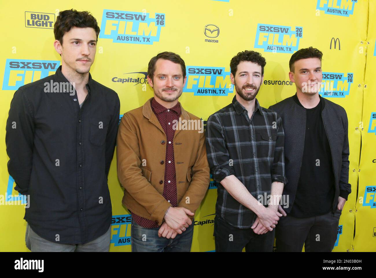 Director Ben Brewer, Elijah Wood, Director Alex Brewer and screenwriter ...