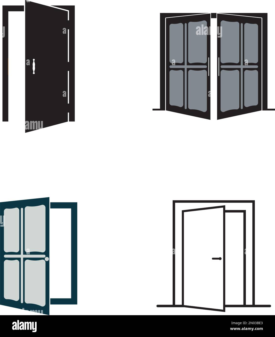 Door Icon in trendy flat style isolated on grey background. Open door ...