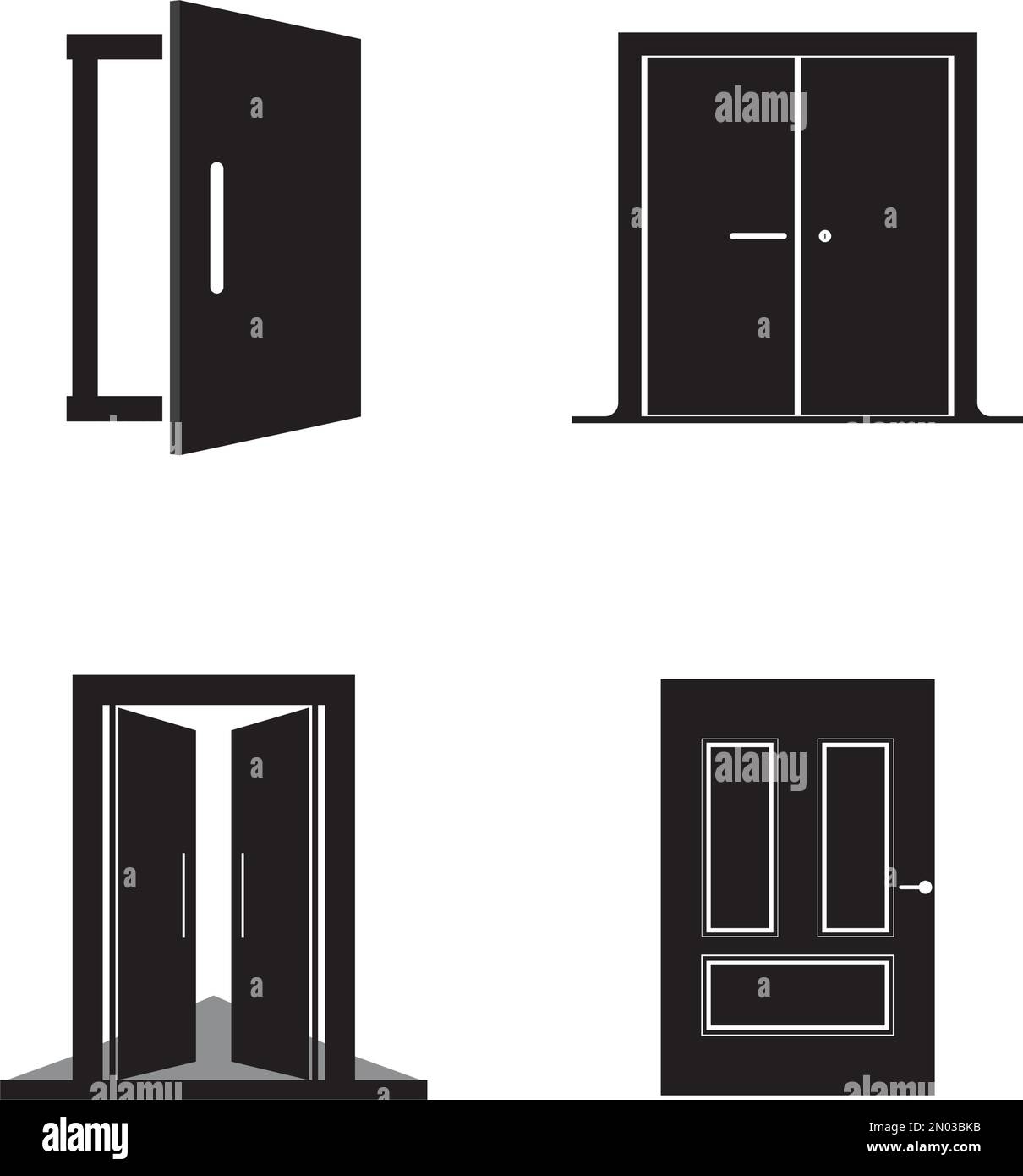 Door Icon in trendy flat style isolated on grey background. Open door ...